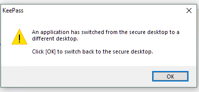 Update 1.30.3.1 breaks KeePass Secure Desktop mode · Issue #143 ...