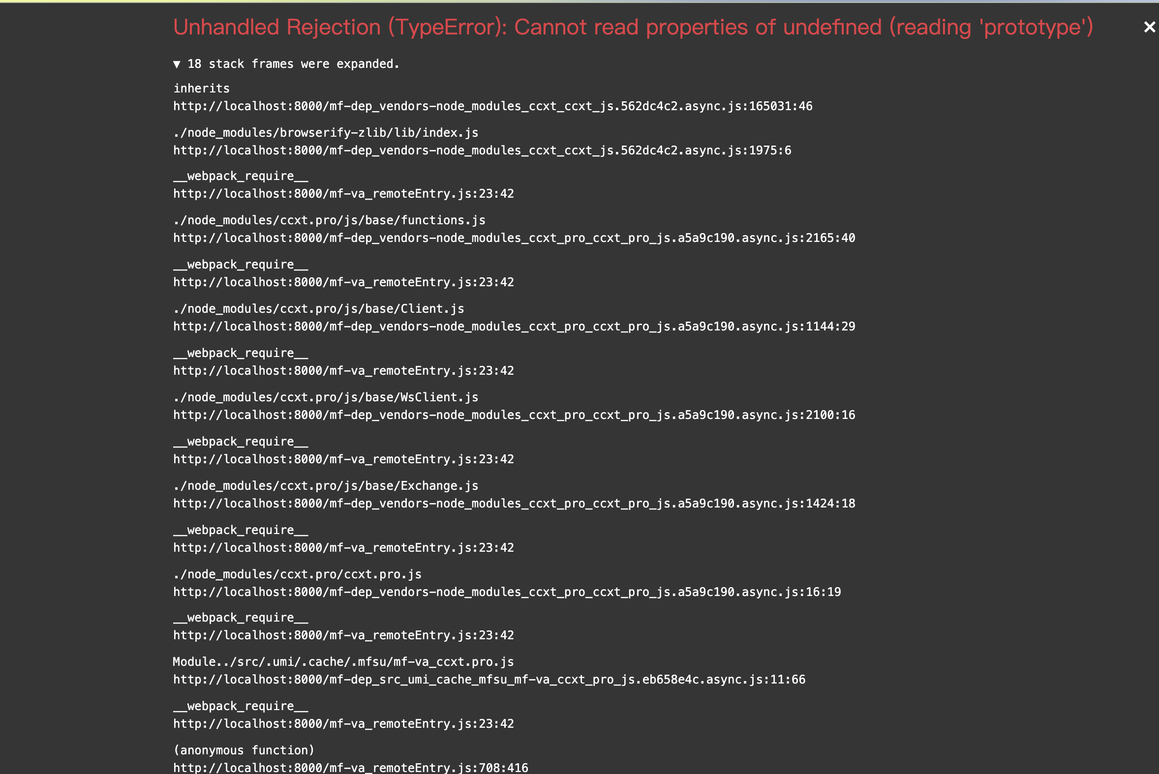 ccxt.pro Unhandled Rejection (TypeError): Cannot read properties of undefined (reading ...