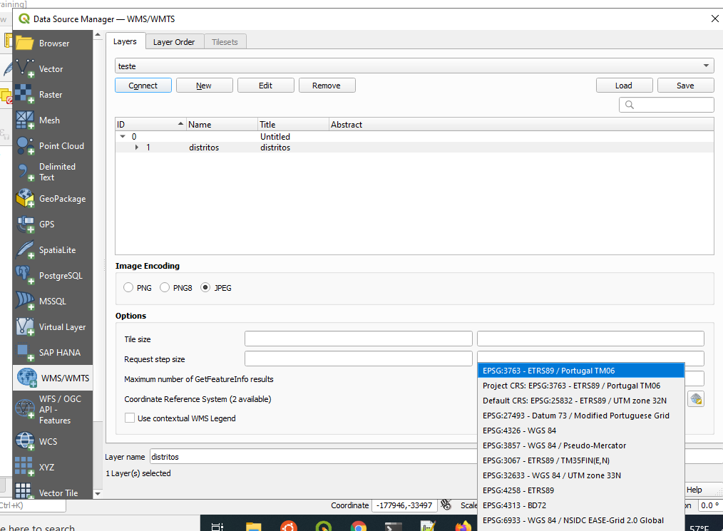 WMS client do not show anymore the correct list of available CRSs for a layer · Issue #45918 ...
