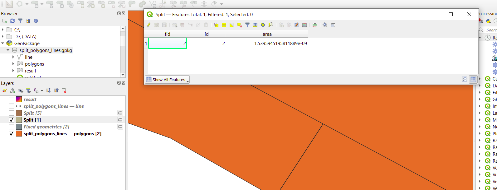 Processing "split with lines" creates (wrong) sliver polygons · Issue ...