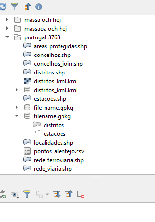 QGIS Browser shows shapefiles all with the "polygon" icon (even the ...