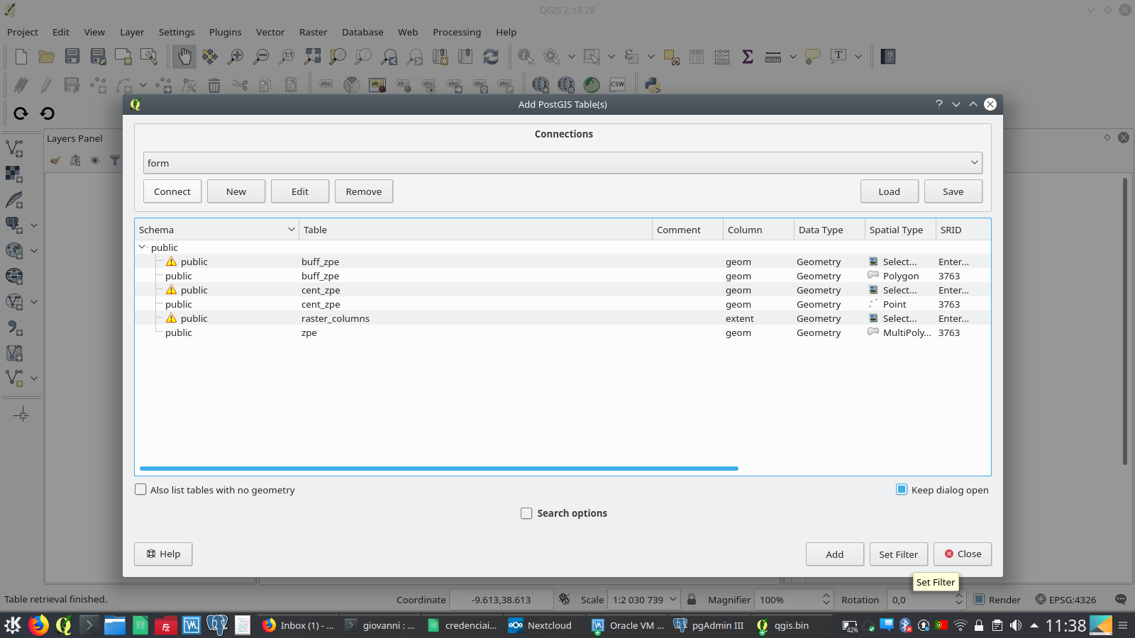 DB manager cannot load anymore a PostGIS layer that is not registered in the geometry_columns ...