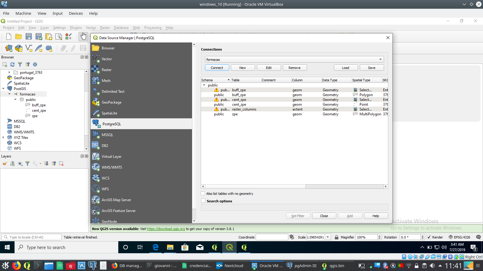 DB manager cannot load anymore a PostGIS layer that is not registered in the geometry_columns ...
