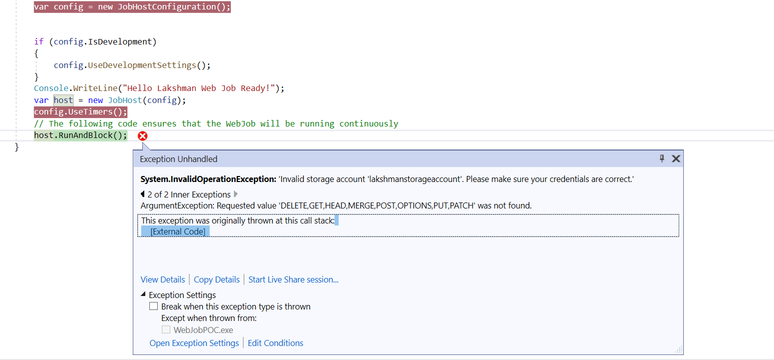 Microsoft.WindowsAzure.Storage.StorageException: 'Requested value 'DELETE,GET,HEAD,MERGE,POST ...