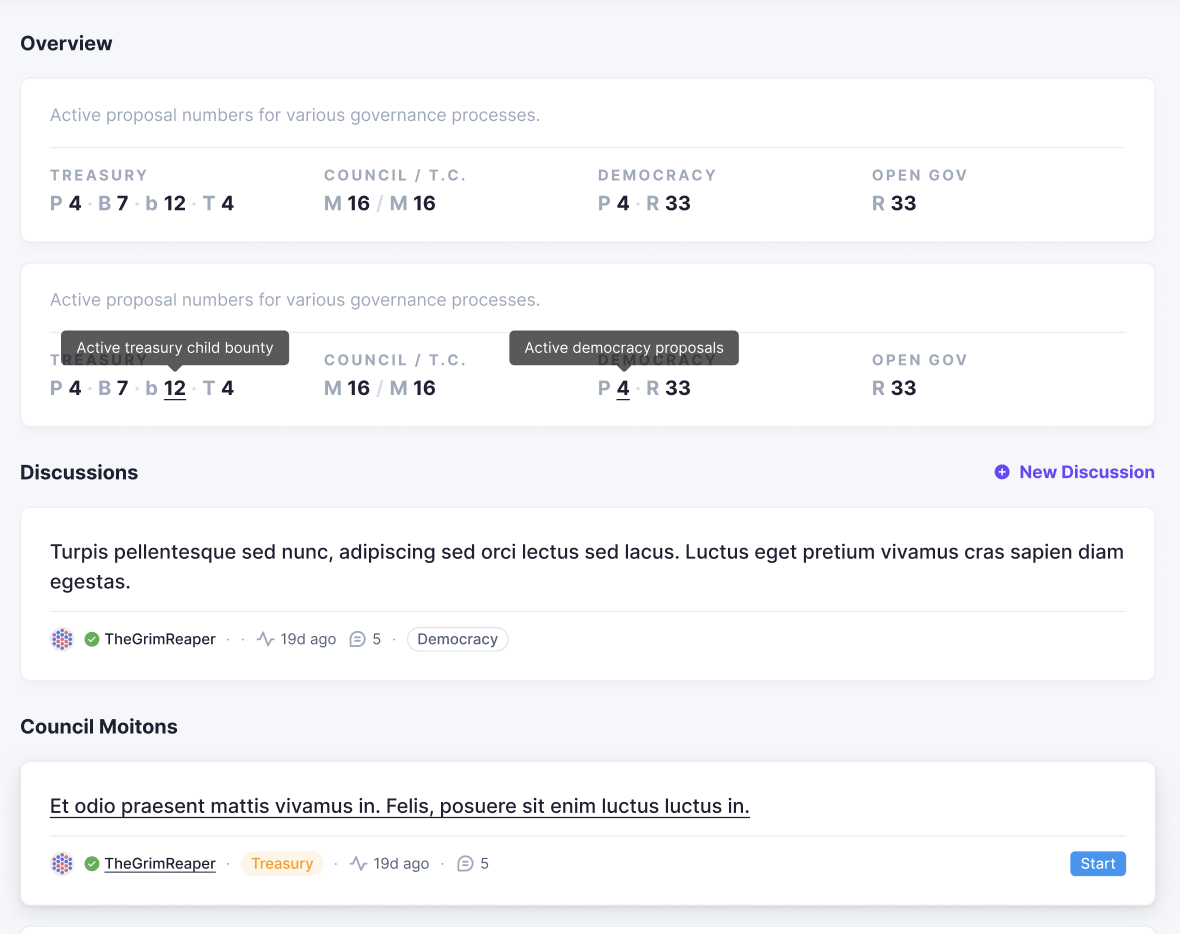 gov1 Optimize panel layout for overview · Issue #2396 · opensquare-network/subsquare · GitHub