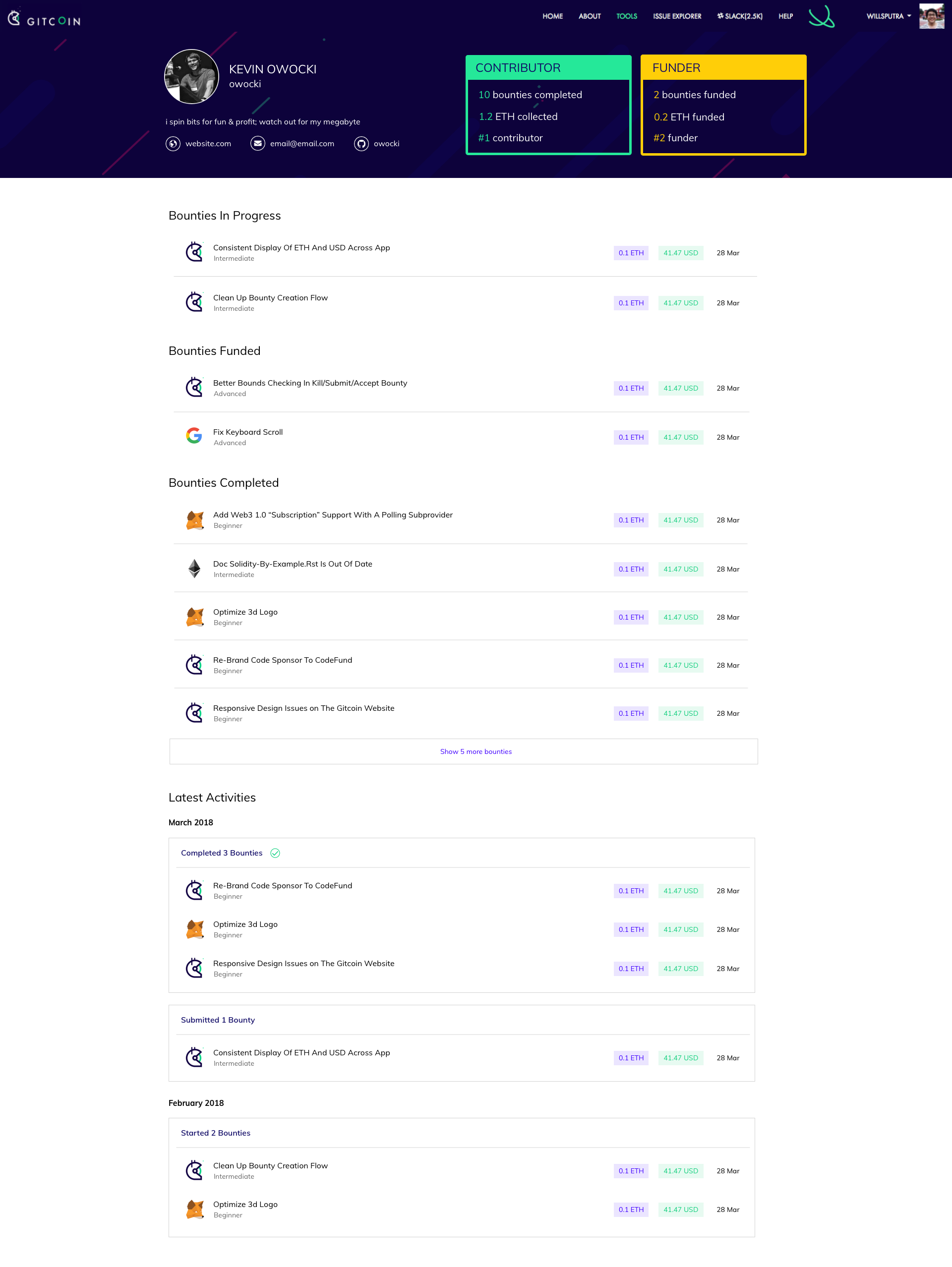 Design: Profile Refresh · Issue #656 · gitcoinco/web · GitHub