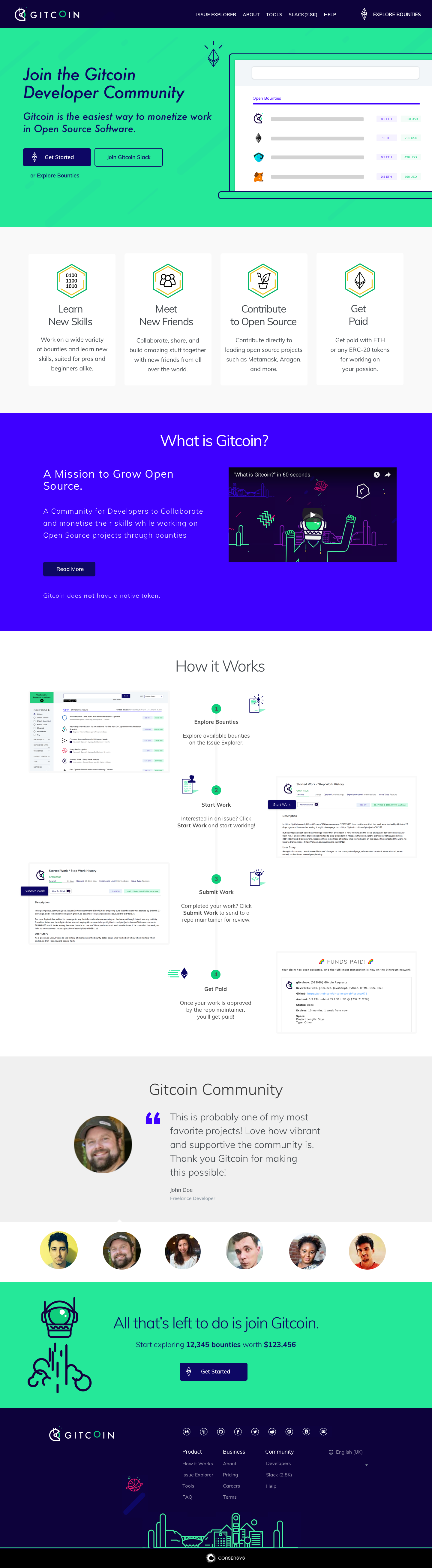 Design Developer Landing Page · Issue #1223 · gitcoinco/web · GitHub