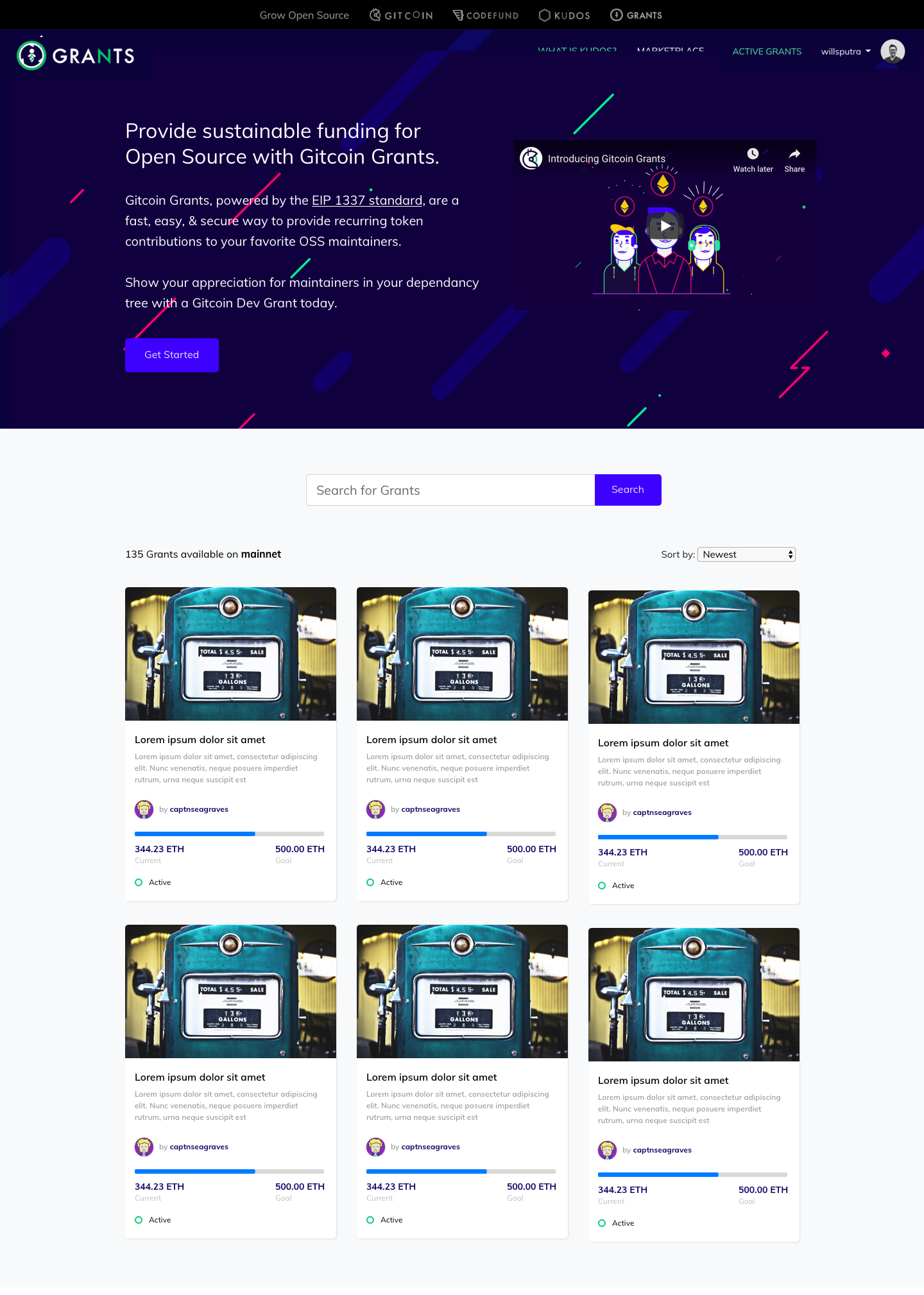 Implement "Grants Index" Page - Frontend · Issue #2025 · gitcoinco/web · GitHub