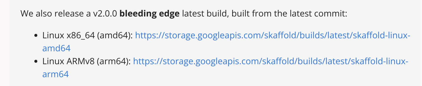 skaffold v2.0.0 docs site has incorrect binaries (v1 binaries) at the `edge` releases · Issue ...