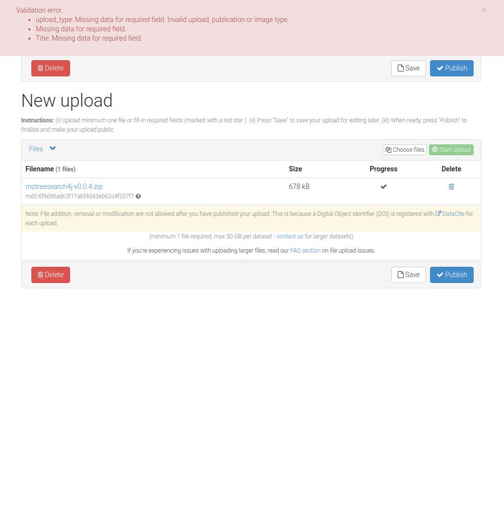 Cannot upload manually to Zenodo · Issue #2290 · zenodo/zenodo · GitHub