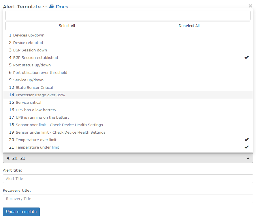 Feature Redesign Alert Template Modal · Issue 9346 · Librenms 