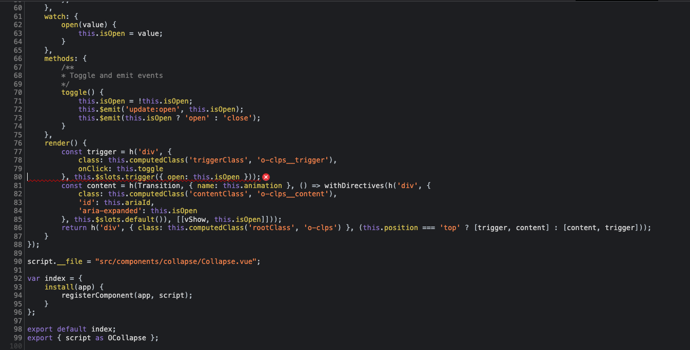 Collapse: Example code not working with slot errors · Issue #295 · oruga-ui/oruga · GitHub