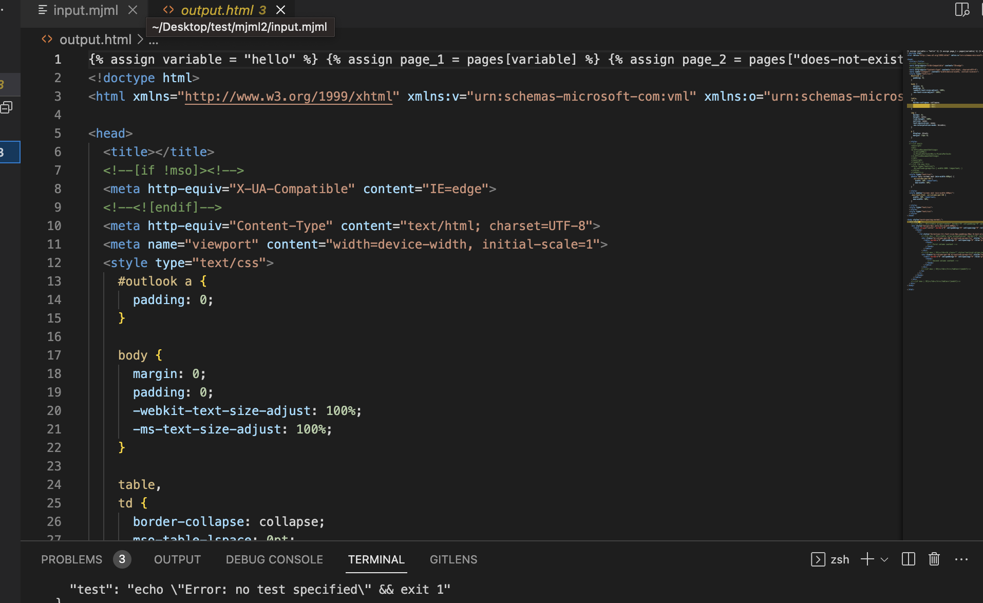 Liquid template code is getting minified · Issue #2737 · mjmlio/mjml · GitHub