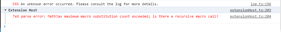 Equation preview gives TeX parse error: MathJax maximum macro ...