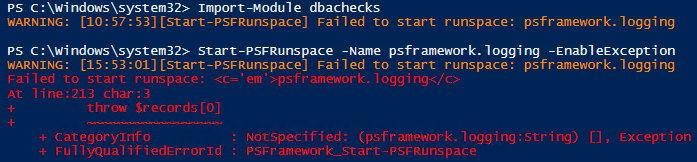 Warning With Start Psfrunspace When Import Module Dbachecks · Issue 193 · Dataplat Dbachecks