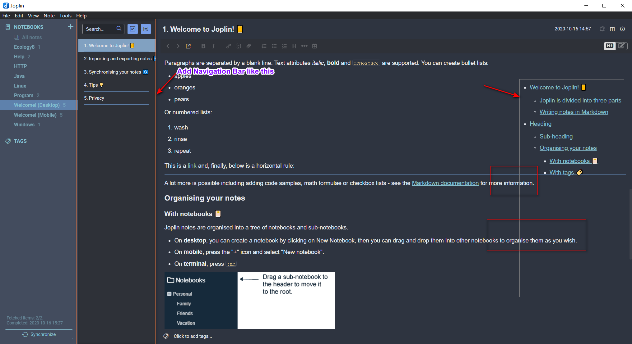 Add navigation bar for Markdown document · Issue #3928 · laurent22 ...