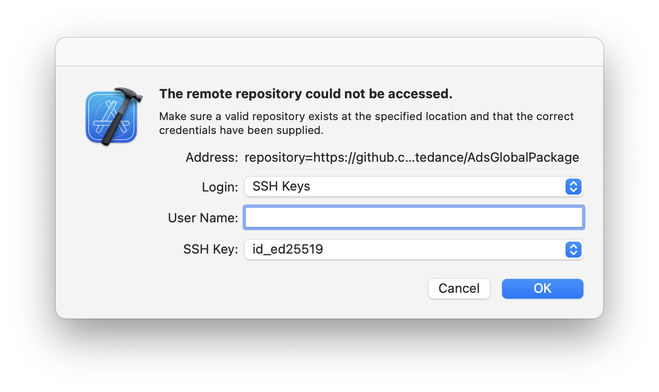 Cannot access repository to install the SDK via swift package manager ...