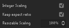 Stretched mode on resizable mode with integer scaling + keep AR + resizable scaling 100% only ...