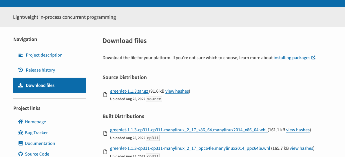 Release 1 1 3 Post0 Is Missing The Source Distribution On Pypi · Issue 315 · Python Greenlet