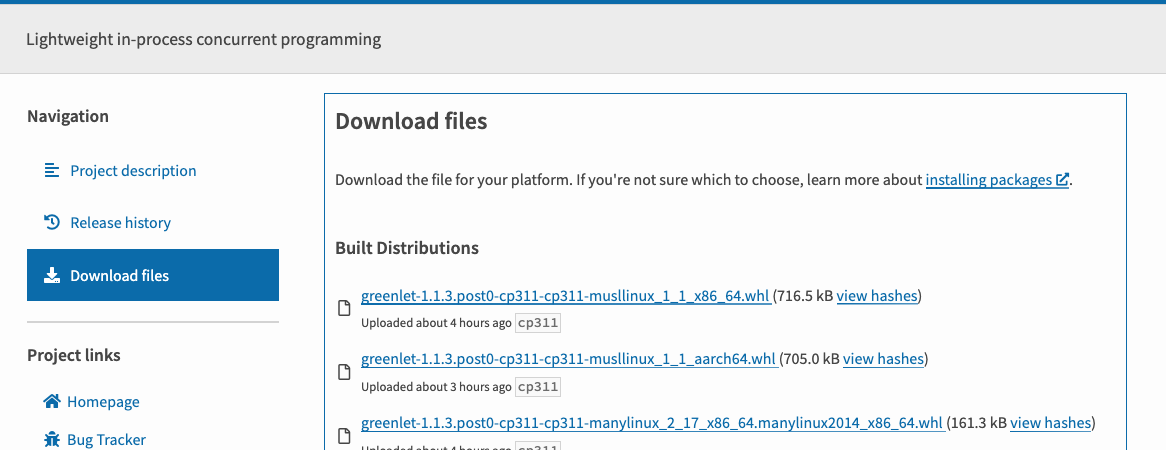 Release 1 1 3 Post0 Is Missing The Source Distribution On Pypi · Issue 315 · Python Greenlet