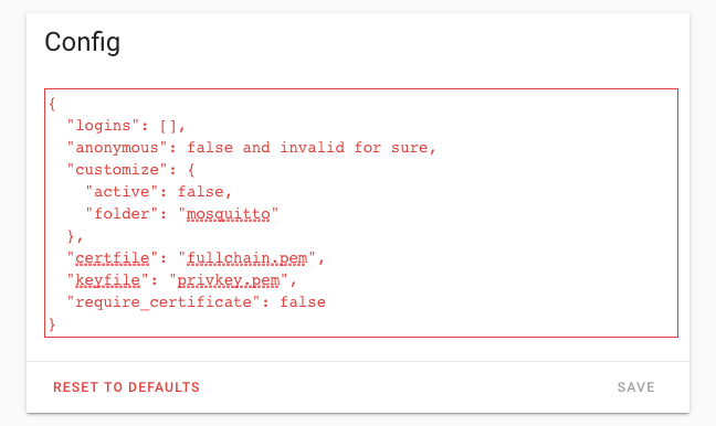 Invalid JSON in the add-on options is no longer shown · Issue #4622 ...