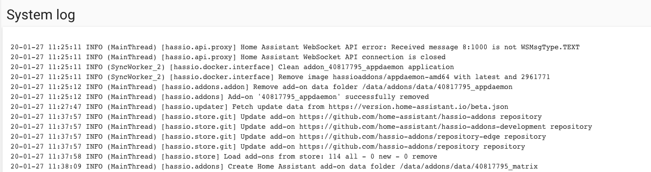 All supervisor log output became green · Issue #1458 · home-assistant/supervisor · GitHub