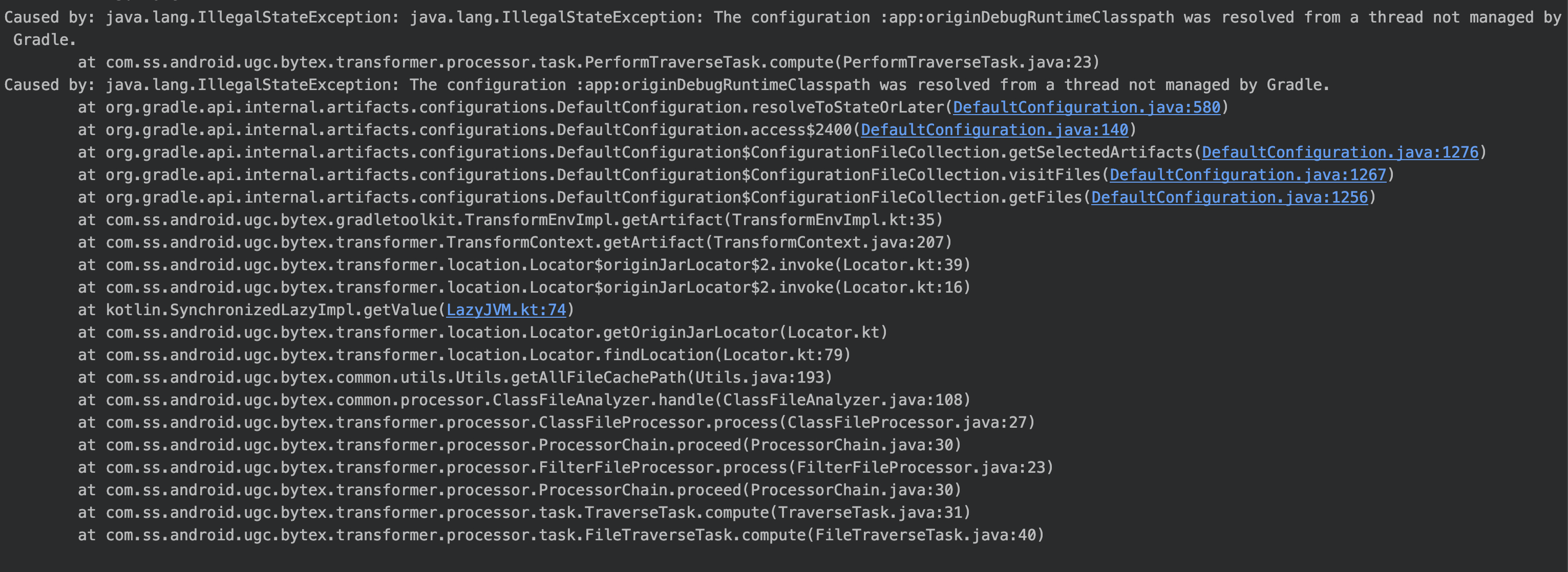 Javalangillegalstateexception The Configuration Apporigindebugruntimeclasspath Was Resolved