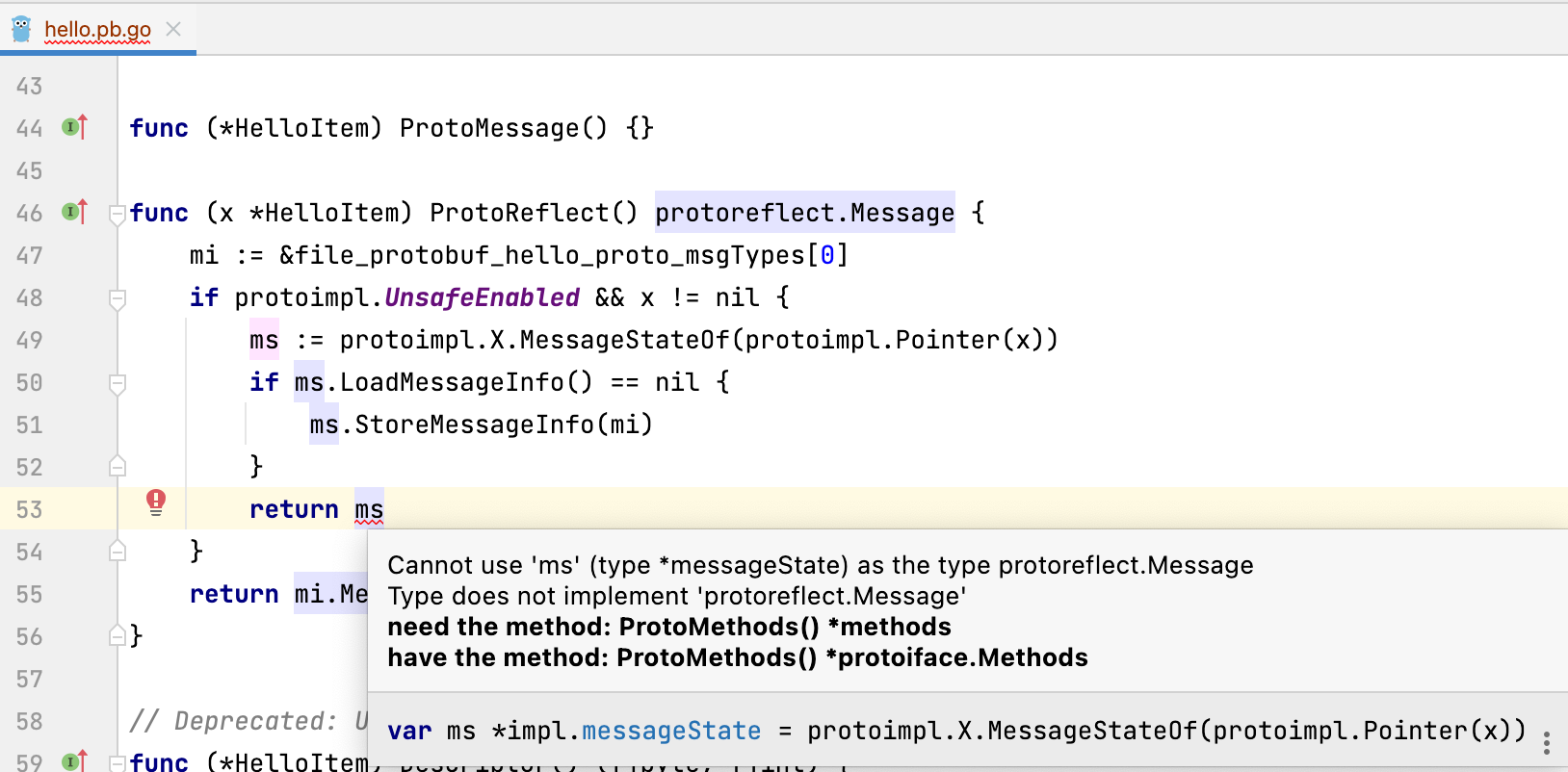 Cannot use 'ms' (type *messageState) as the type protoreflect.Message · Issue #1393 · golang ...