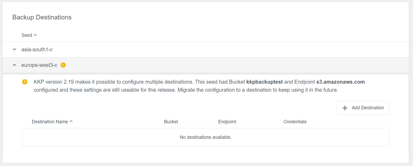 Multiple backup destinations by kgroschoff · Pull Request #3911 · kubermatic/dashboard · GitHub