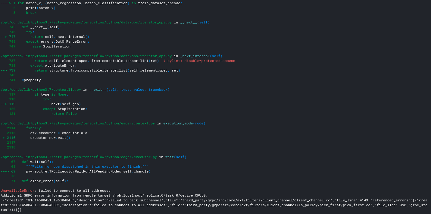 Error "failed to connect to all addresses" when iterating dataset on TPU with Colab or Kaggle ...