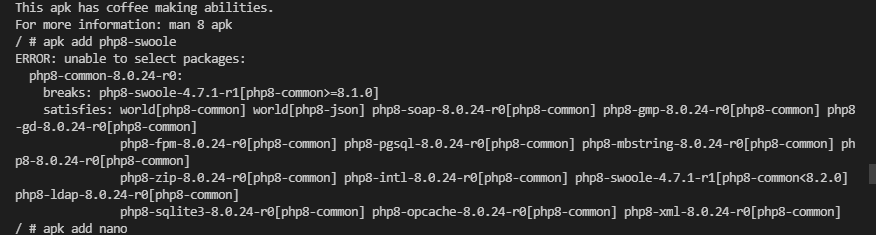 Php8 Swoole Unable To Install · Issue 166 · Codecastsphp Alpine · Github