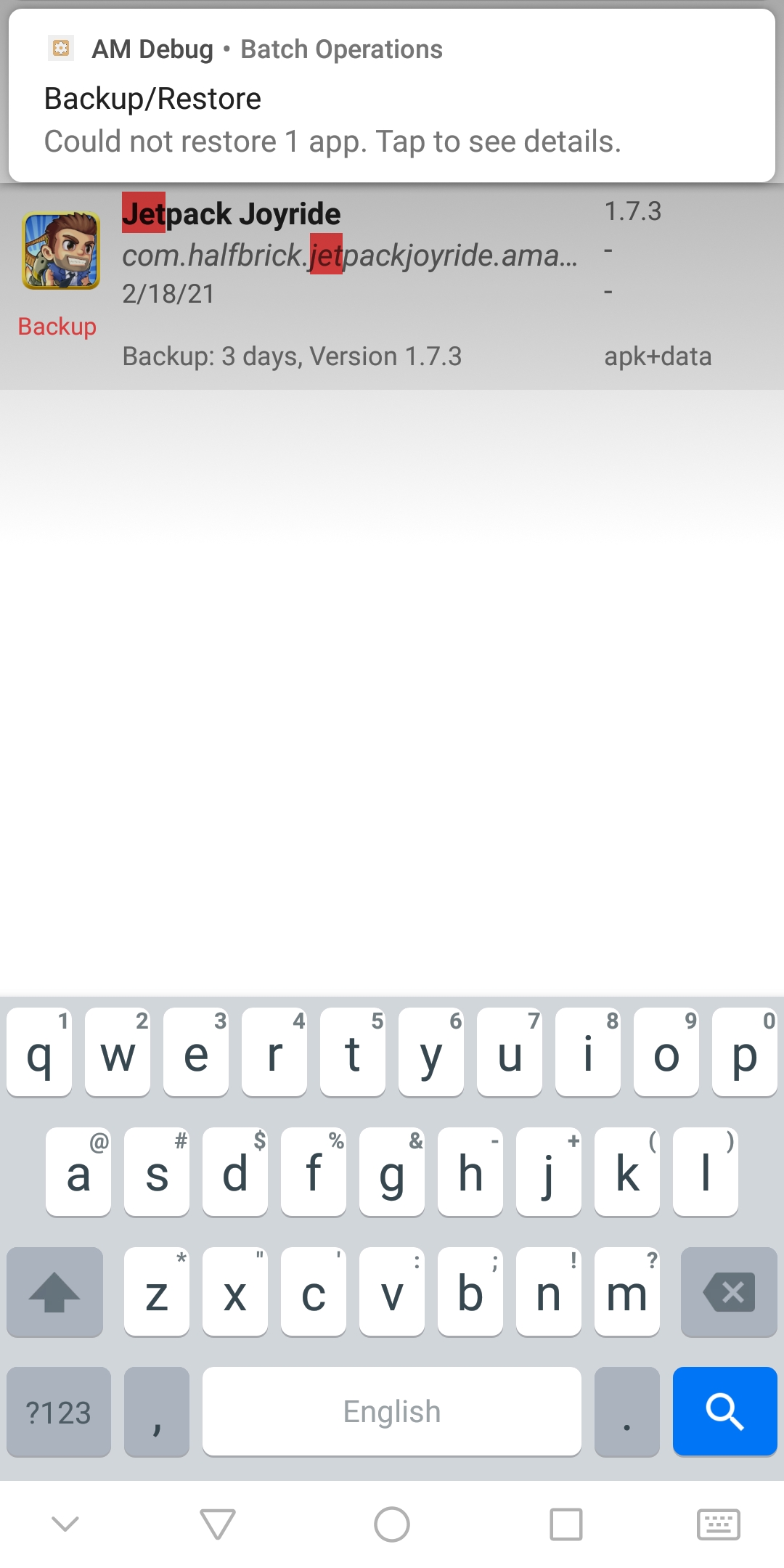 Unable to restore app · Issue #293 · MuntashirAkon/AppManager · GitHub