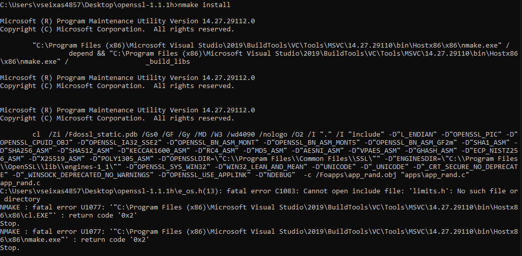 nmake / make install has indent problems on make file. Not running. (1.1.1) · Issue #13113 ...