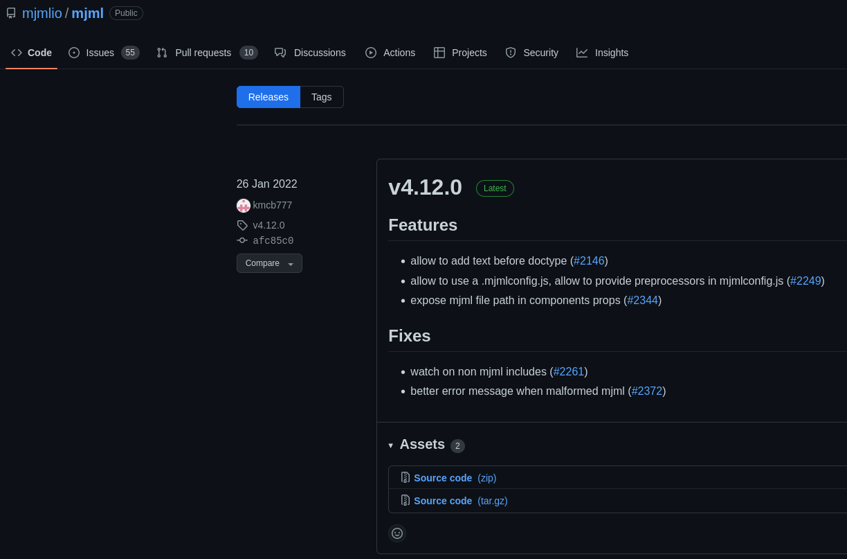mjml 4.13.0 doesn't appear on the release page · Issue #2521 · mjmlio/mjml · GitHub