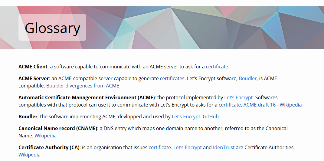 Add A Glossary · Issue 380 · Letsencryptwebsite · Github