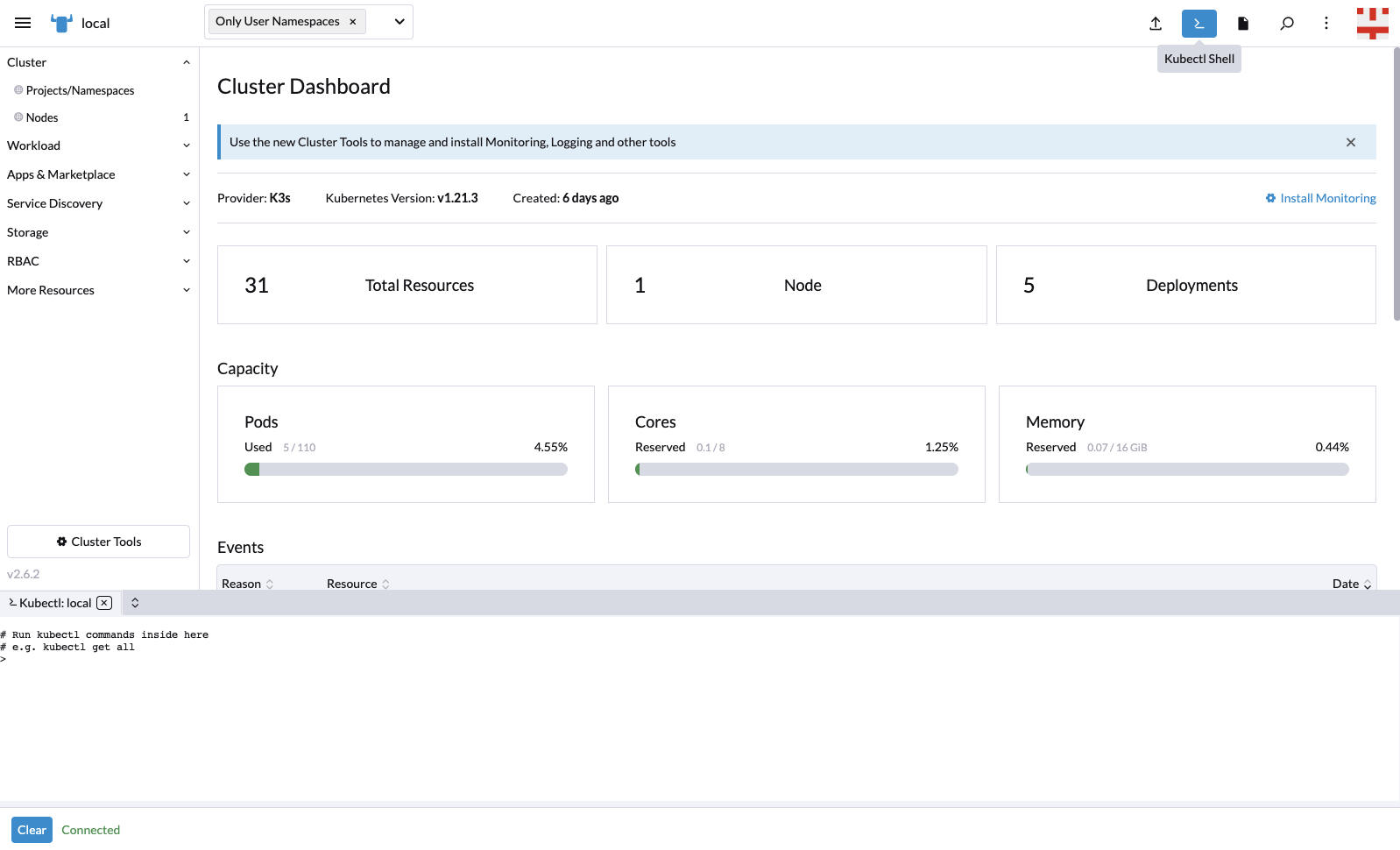 Add a keyboard shortcut to toggle Kubectl Shell · Issue #4736 · rancher/dashboard · GitHub