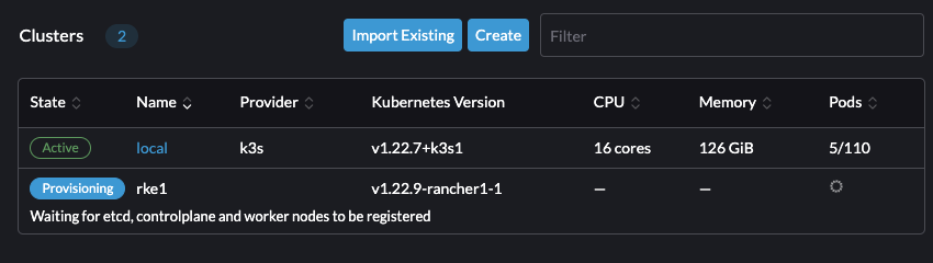 Home Page Clusters Table Fetches Counts For Clusters That Are Not Ready · Issue 5717 · Rancher