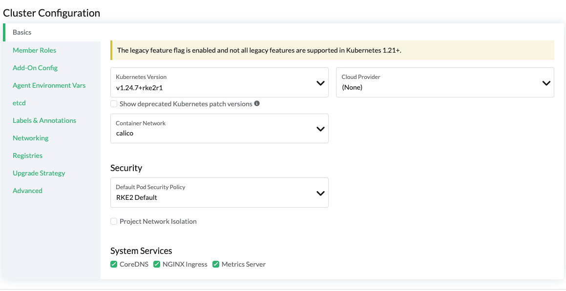 Add support for Pod Security Admission - Cluster RKE1 · Issue #7575 · rancher/dashboard · GitHub