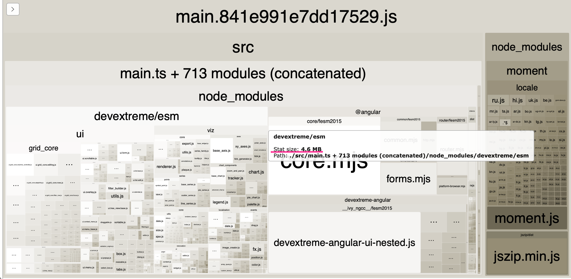 Large Bundle Size - Angular · Issue #811 · DevExpress/devextreme-angular · GitHub
