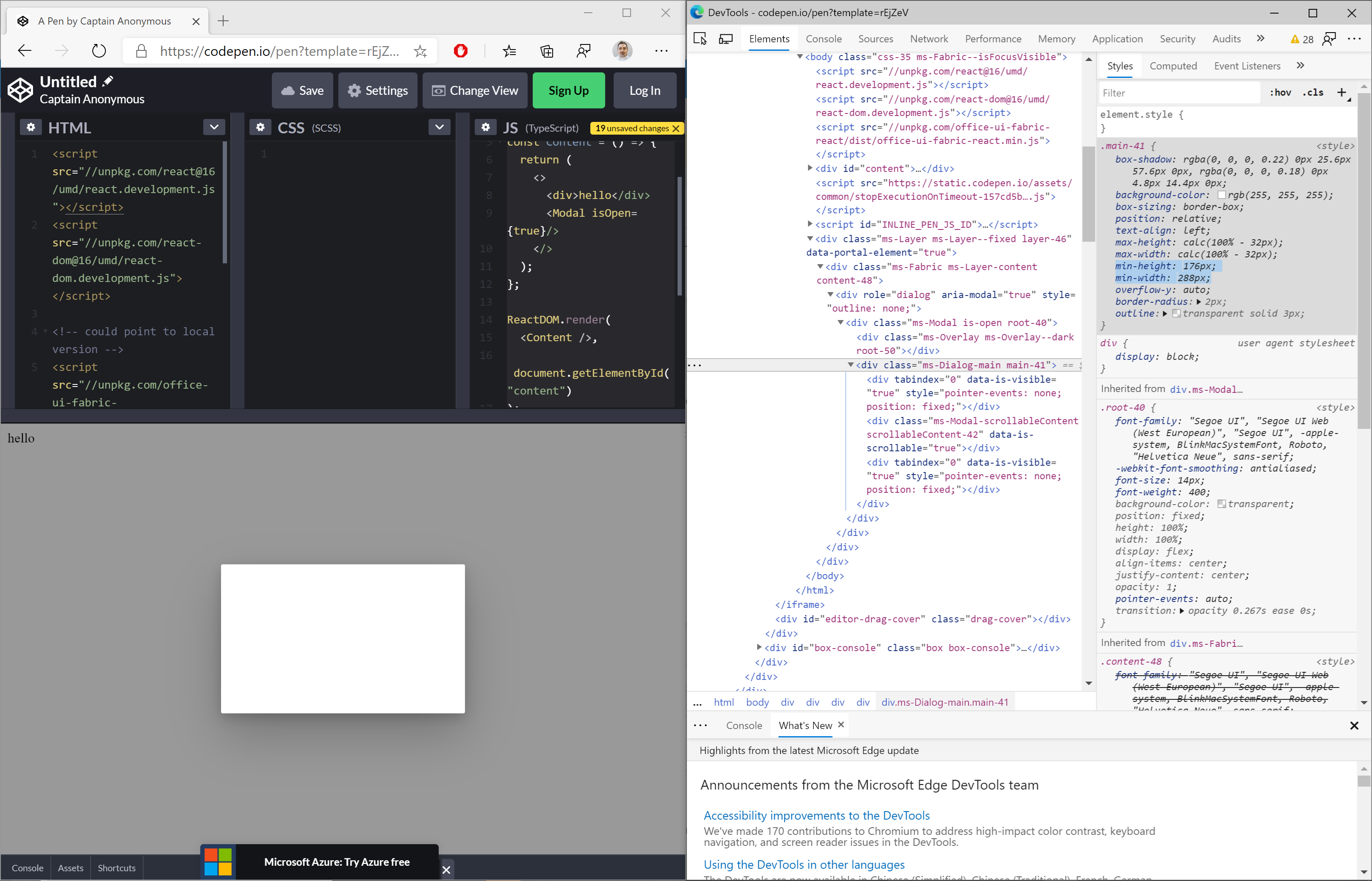 Modal control renders with a white rectangle when opened · Issue #13039 ...