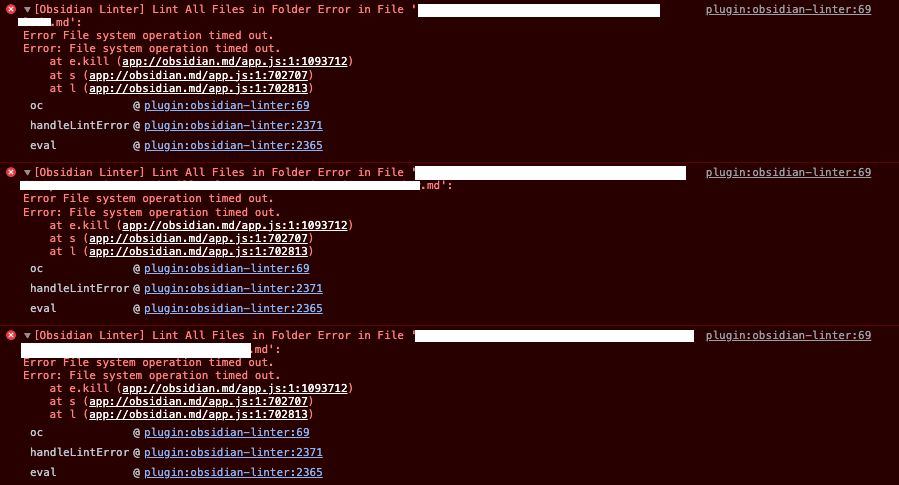 Bug: File system operation timed out. · Issue #592 · platers/obsidian-linter · GitHub