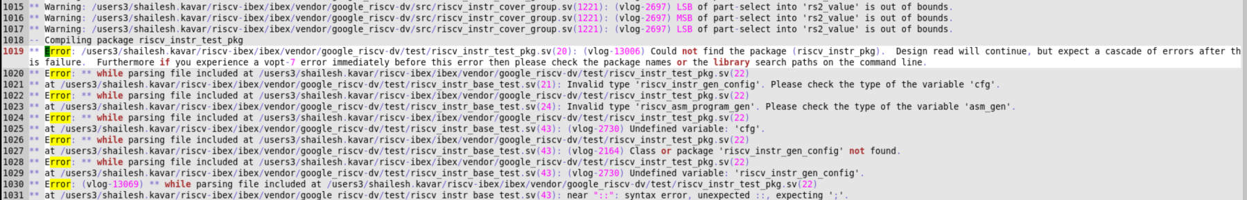 Compile error with Questasim tool · Issue #914 · chipsalliance/riscv-dv · GitHub