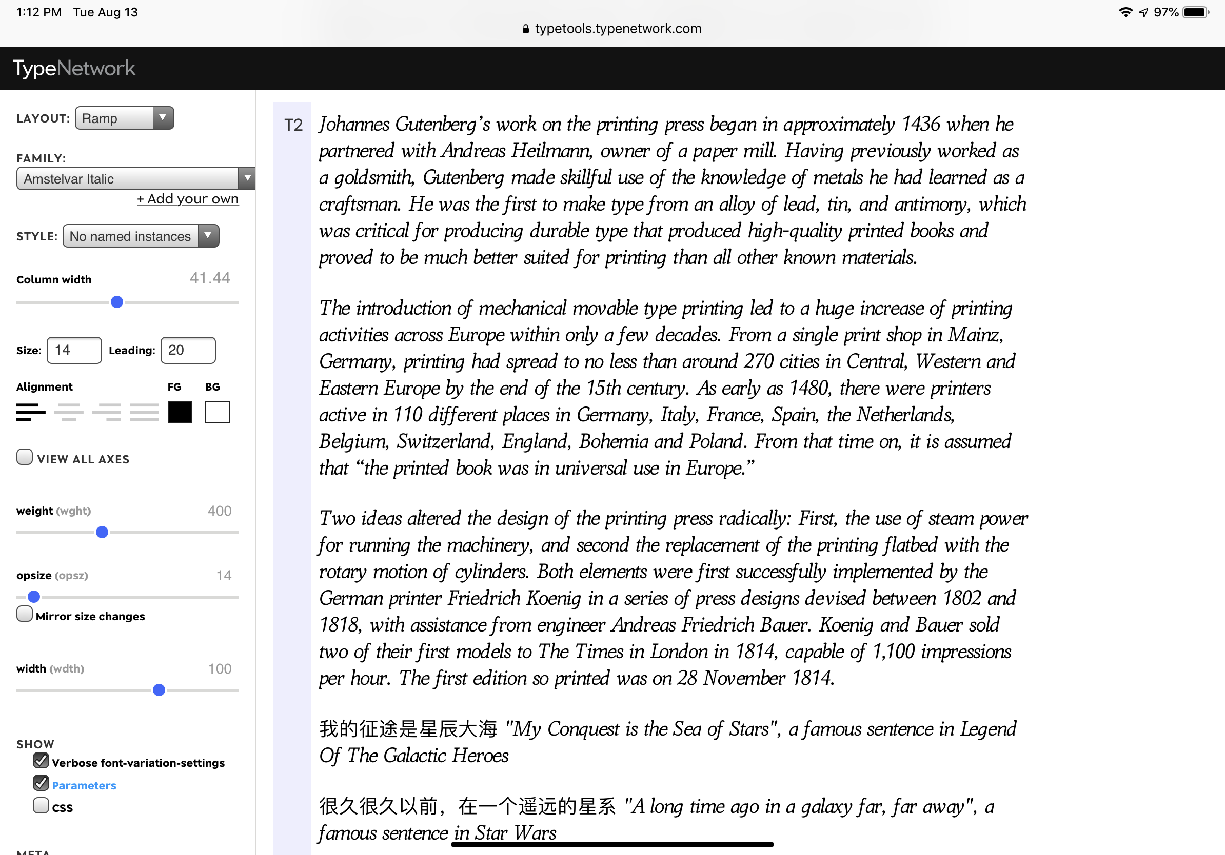 Spacing issues in italic default · Issue #166 · googlefonts/amstelvar · GitHub