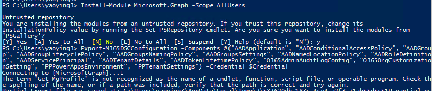 Issue exporting microsoft365dsc configuration via powershell · Issue #1791 · microsoft ...