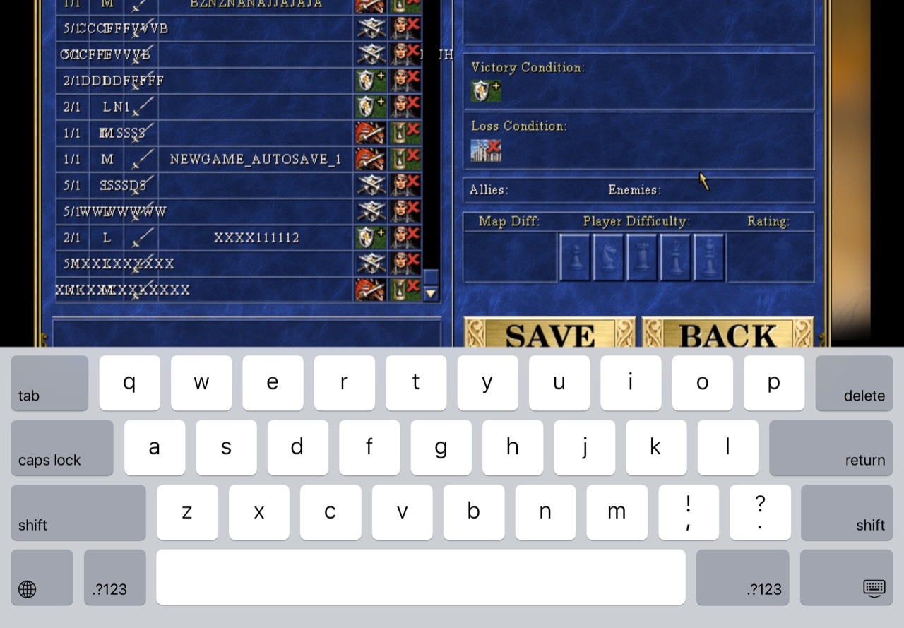 keyboard input on iPad for save gave doesnt mostly work · Issue #2221 · vcmi/vcmi · GitHub