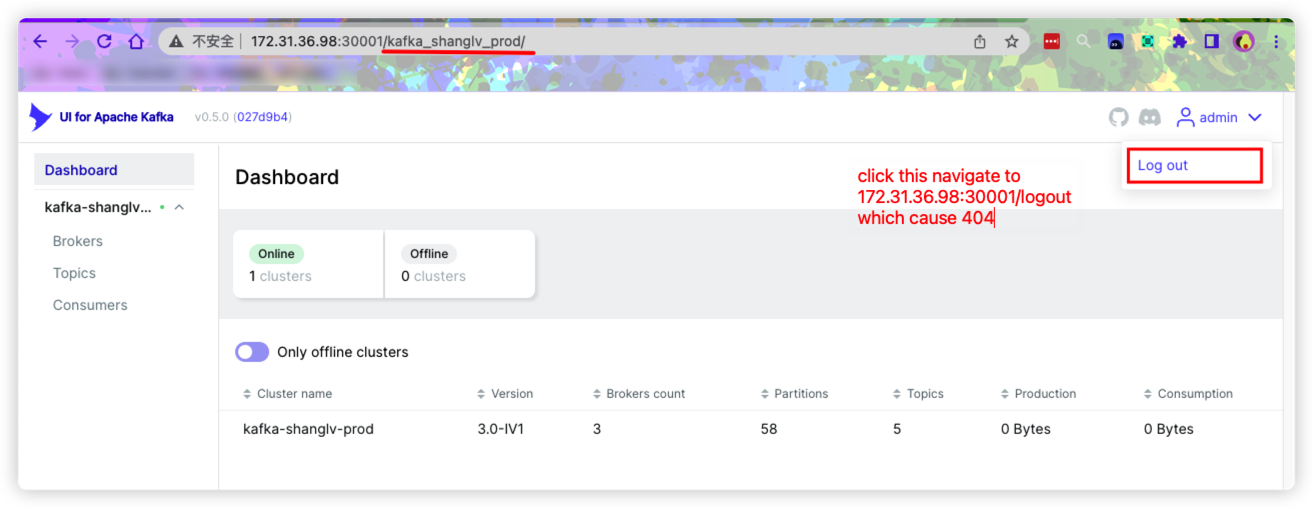 The logout func causes 404 · Issue #3387 · provectus/kafka-ui · GitHub