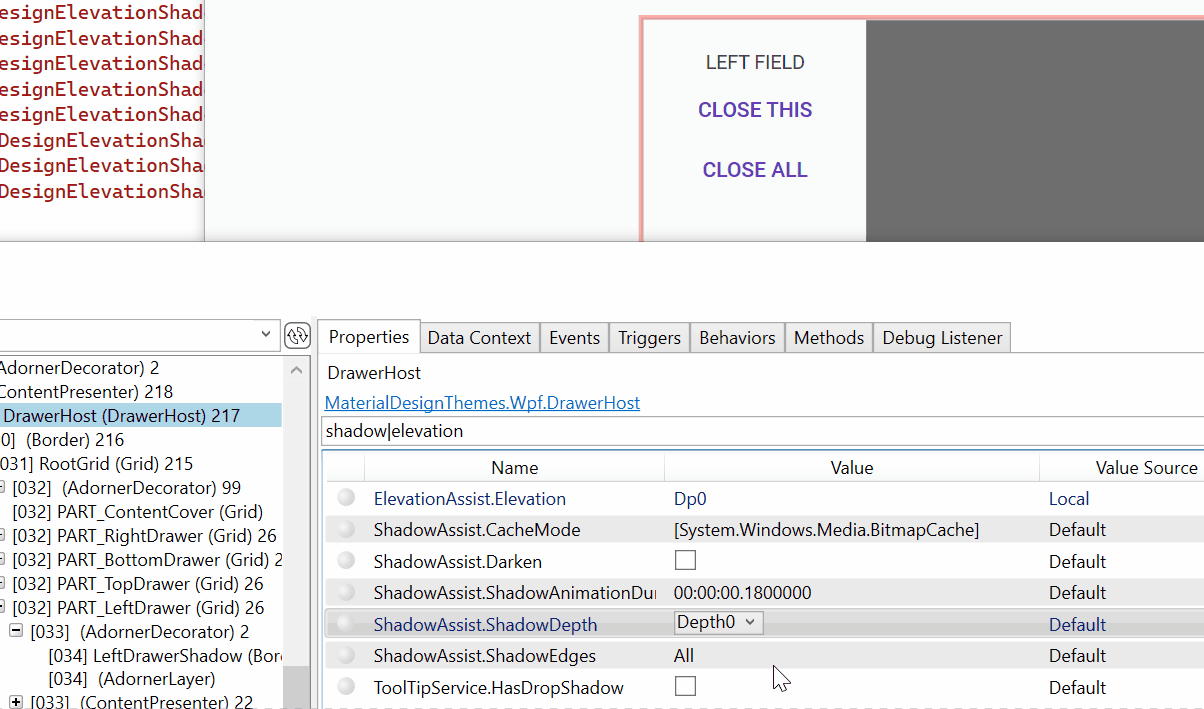 Shadow Depth not applied to DrawerHost in both modes · Issue #2804 · MaterialDesignInXAML ...