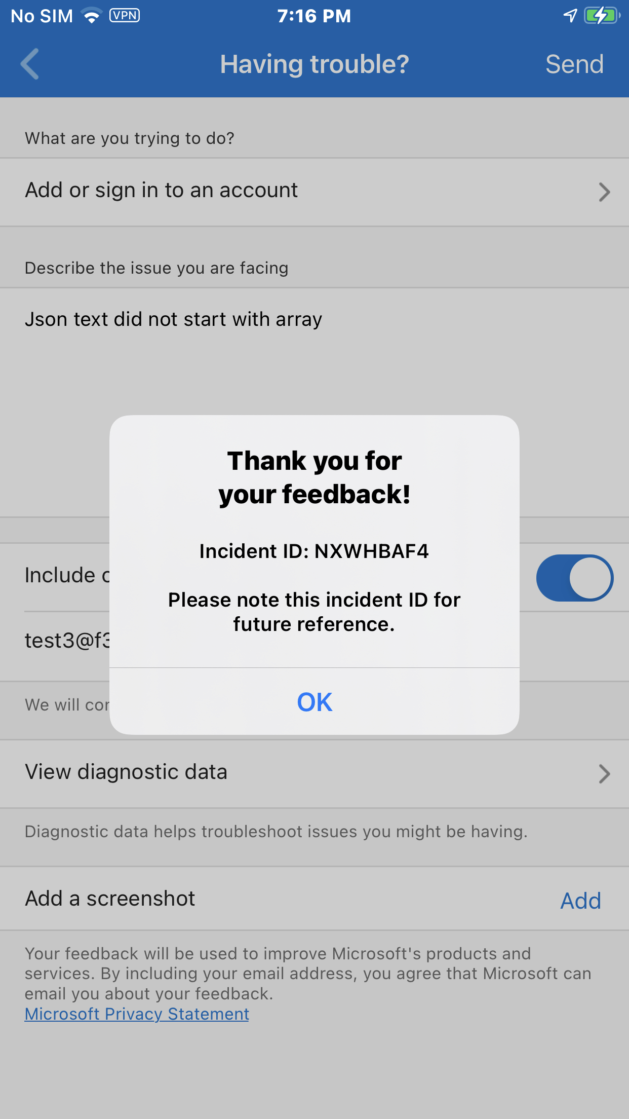 Error Domain=NSCocoaErrorDomain Code=3840 "JSON text did not start with array or object and ...