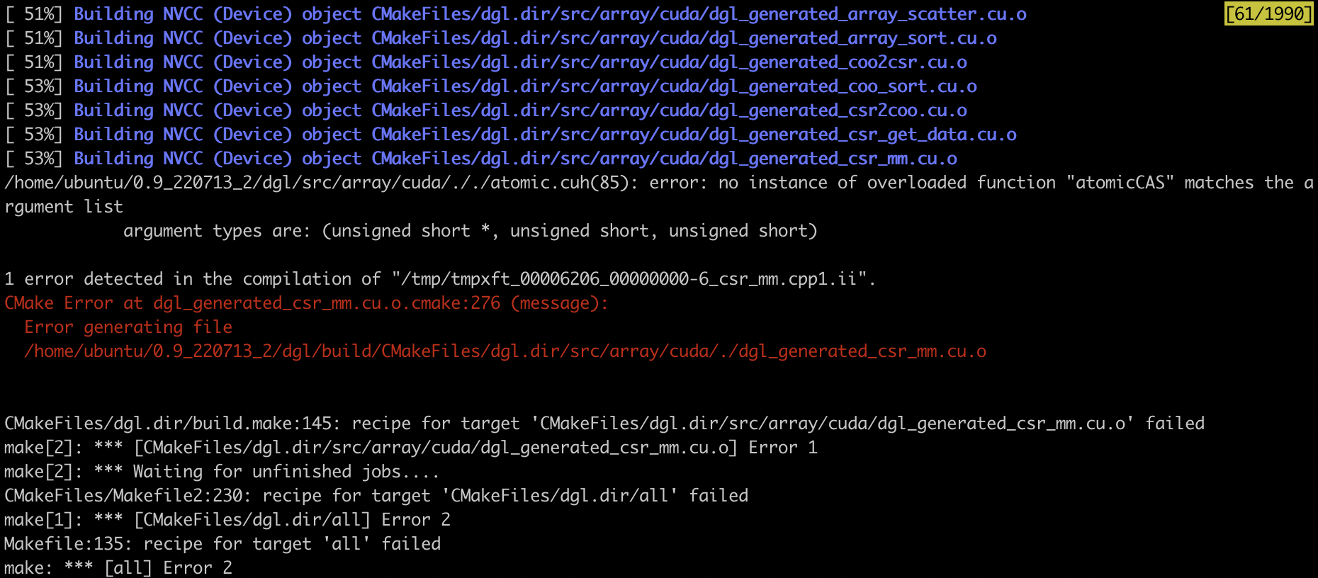 Error When Building DGL from Source · Issue #4252 · dmlc/dgl · GitHub