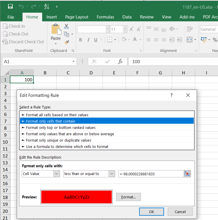 Closedxml Addconditionalformat Adds Quotes To Value In Excel French